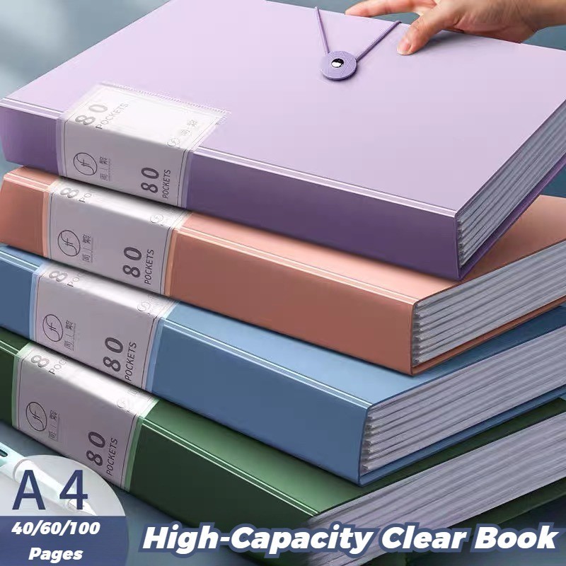A4/Long Clear Book Transparent File Folder Paper Storage Document ...
