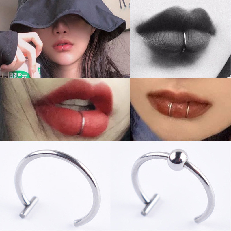 Non-Piercing Clip Stainless Steel Lip Ring Fake Piercing Nose Clip ...
