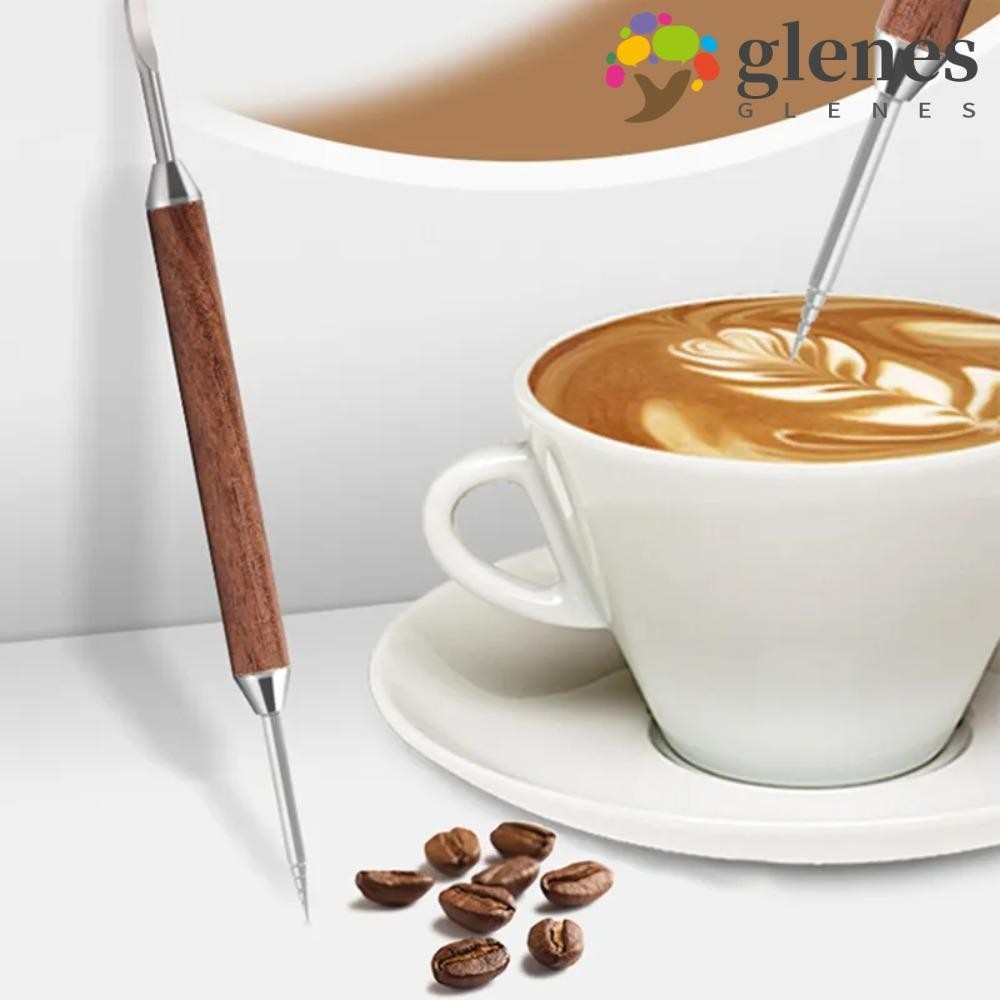 GLENES Coffee Art Needles, Stainless Steel with Wood Handle Coffee ...