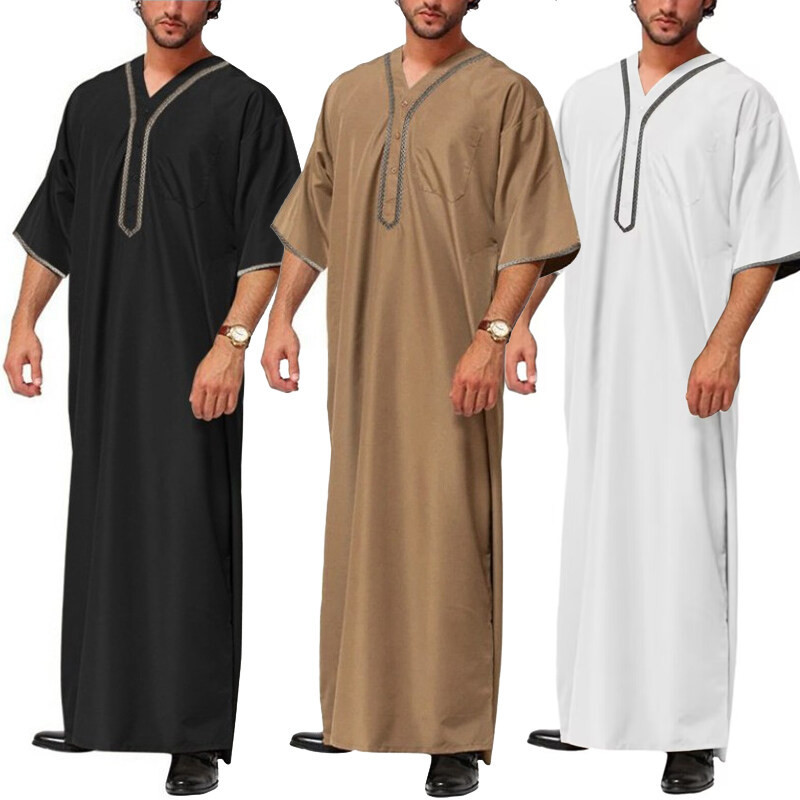 Men Muslim Robe Jubba Dishdash Thob Middle East Arab Robe Islamic ...