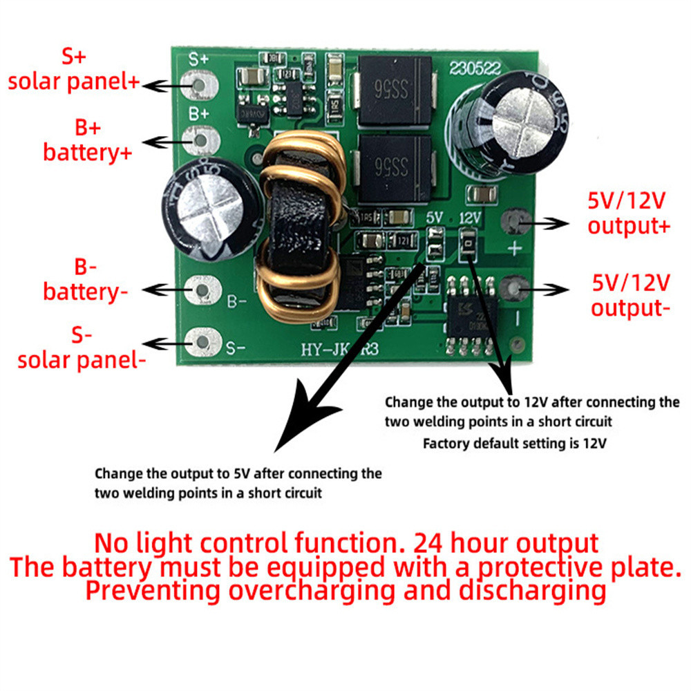 3.2V/3.7V Step-up To 5V/12V 1.5A Boost Board Solar Controller Circuit ...