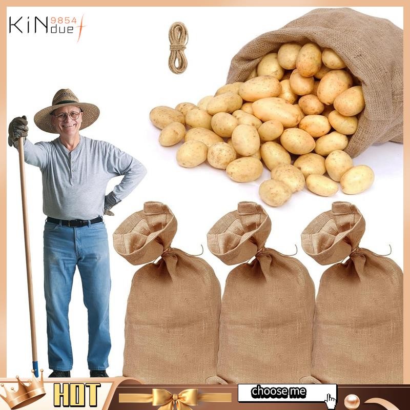 【kindue9854f】4 Piece Heavy-Duty Large Burlap Bags Brown Potato Storage ...