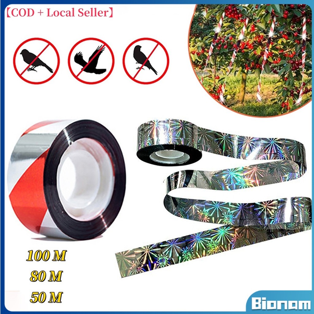100/80/50 Meters Bird Repellent Tape Bird Scare Ribbon Reflective Flash ...