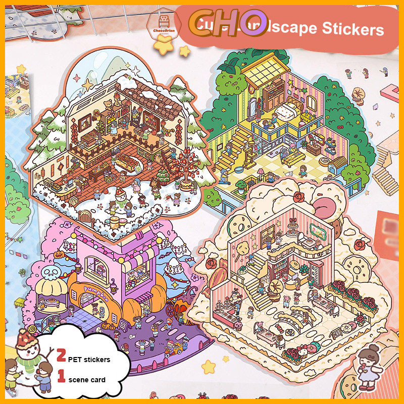 CHO⭐Cartoon Decompression Sticker DIY Landscape Sticker Creative 3D ...