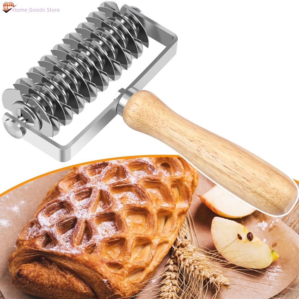 Lattice Cutter Stainless Steel Dough Lattice Roller with Wooden Handle ...