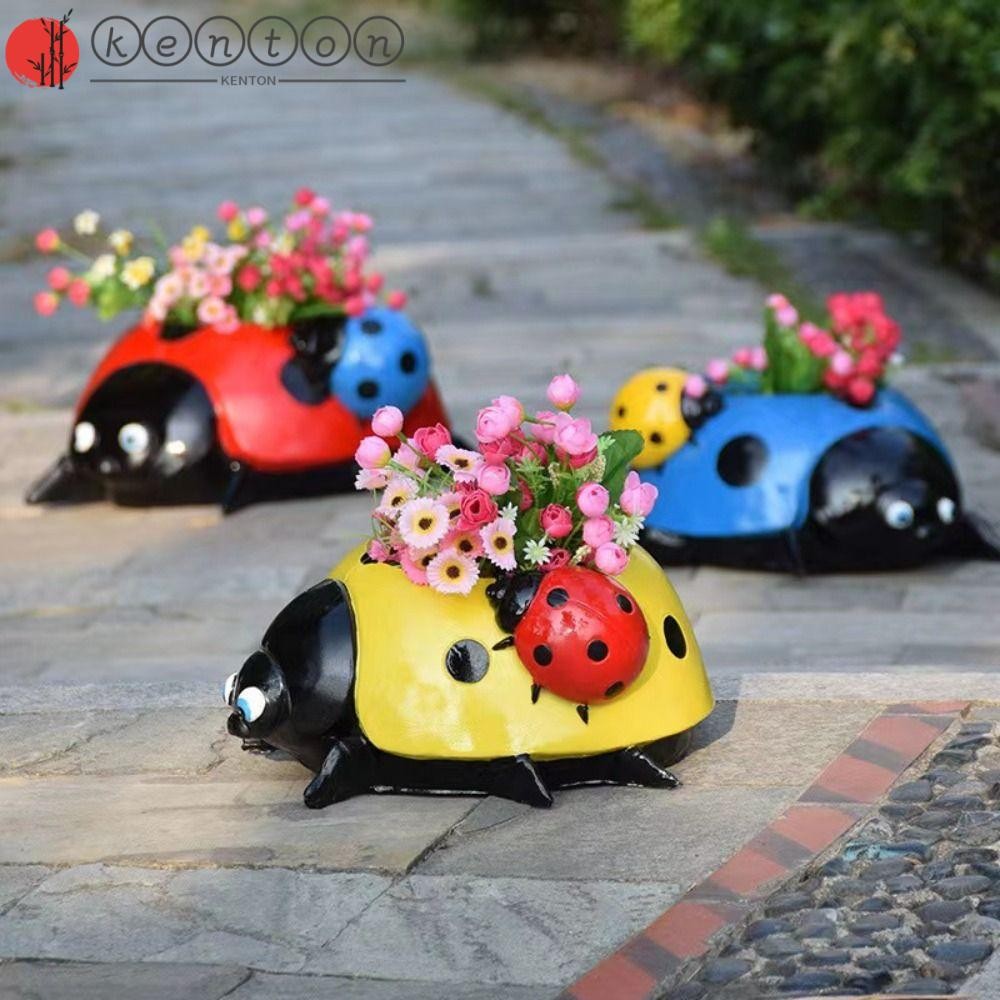 KENTON Ladybug Flower Pot Sculpture, Kawaii Mini Ladybug Desktop ...