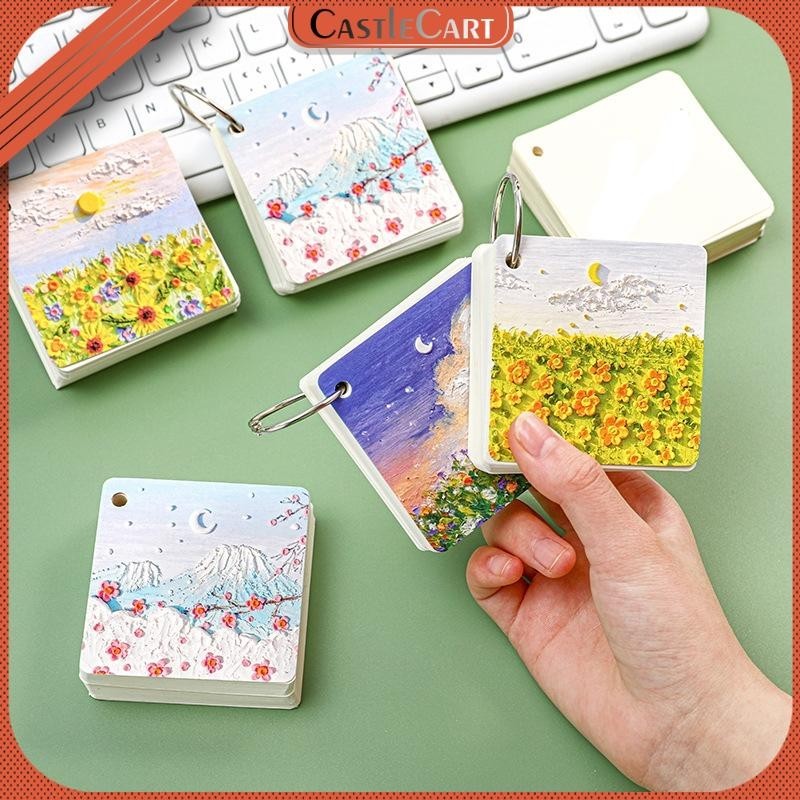 80 Sheets/Ocs Loop Mini Pocket Color Oil Painting Notepad Loose-Leaf ...