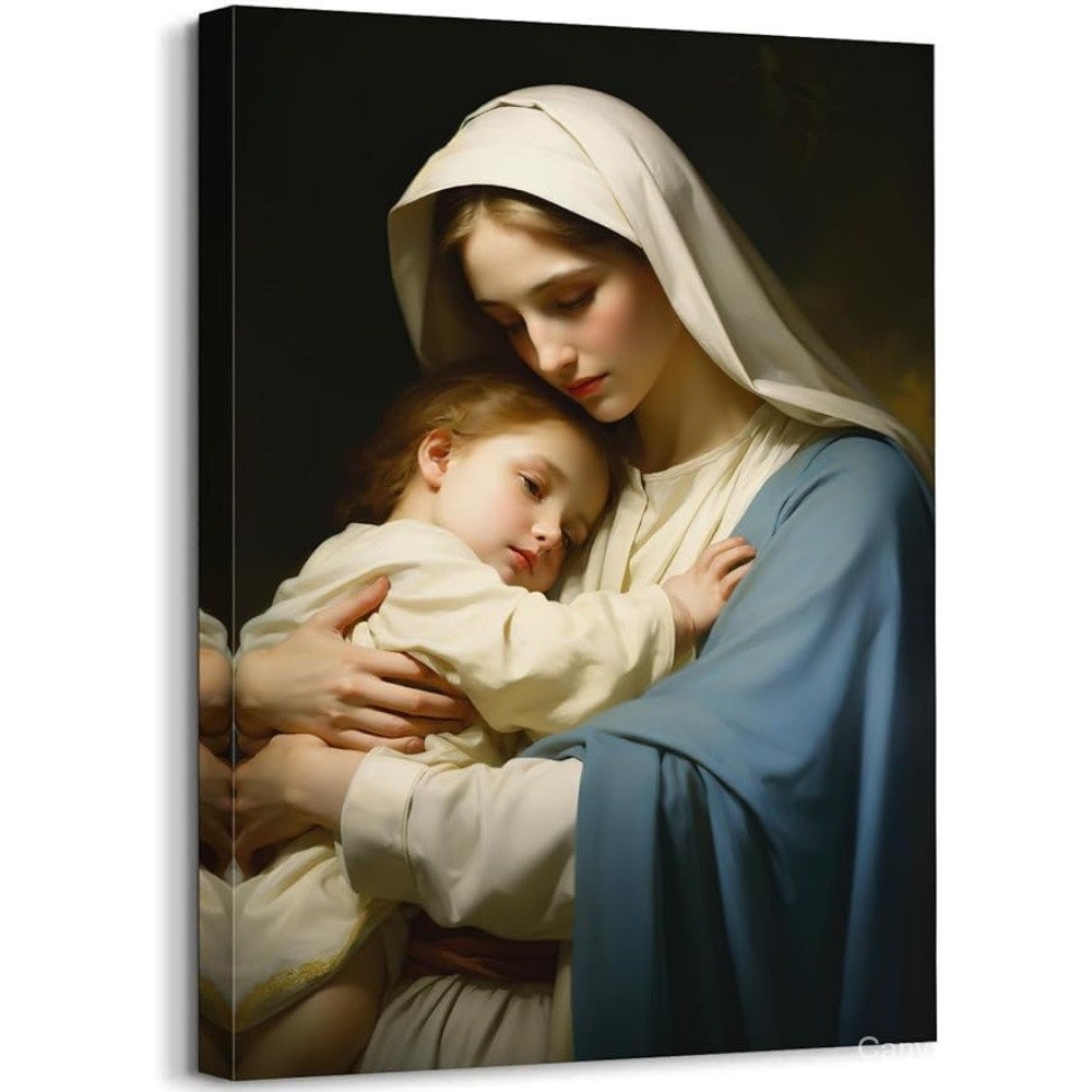 Virgin Mary Canvas Wall Art Saint Mary Oil Painting Canvas Wall Art