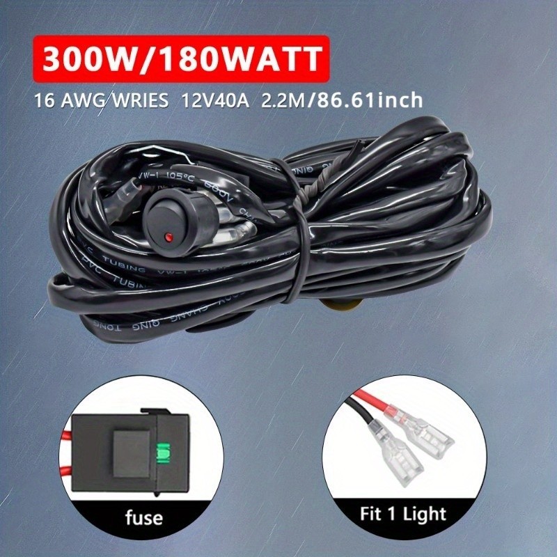 New Style LED Light Bar wires Kit 300W 1drag1 Waterproof Switch Off ...