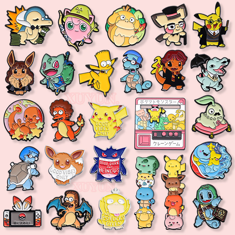 40 New Types of Anime Game Pokémon Cartoon Brooches Elf Metal Badges ...