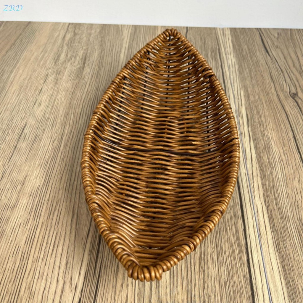Leaf Shape Bread Display Fruit Dish Baskets Leaf Rattan Weaving Basket ...
