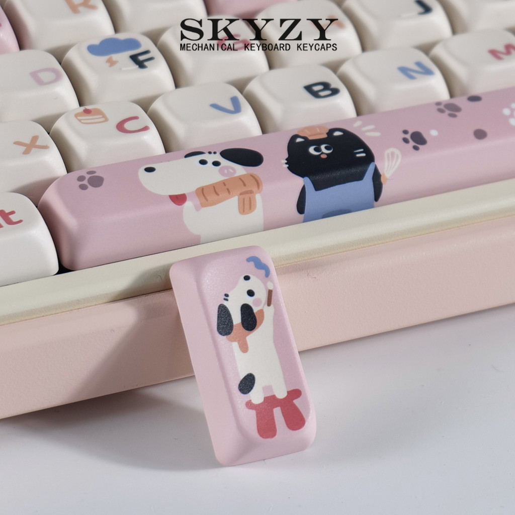 Cats and Dogs Home Keycaps Soa Profile Cute Girl PBT Dye Sub Mechanical ...