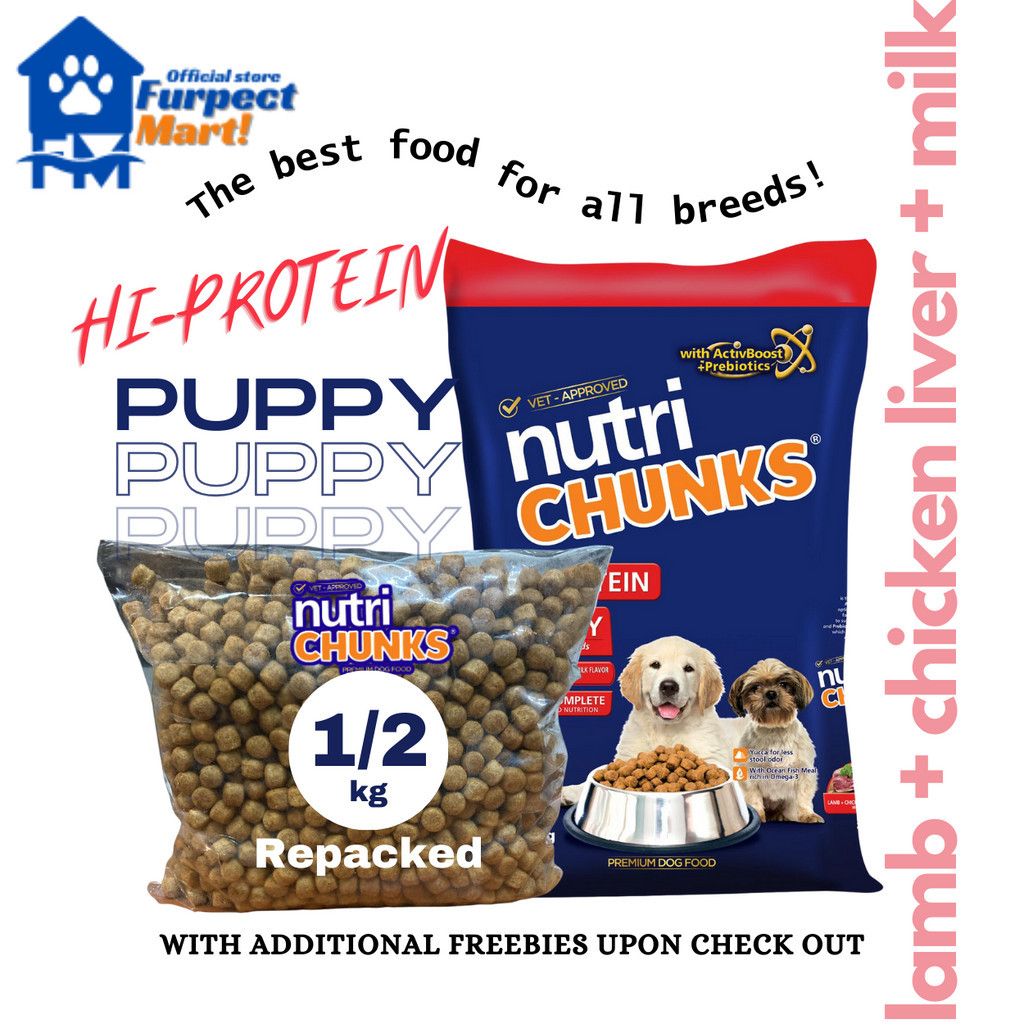 Nutri Chunks Hi-Protein Puppy Lamb Chicken Liver Milk Flavor for All breeds 1/2kg - furpect mart ...