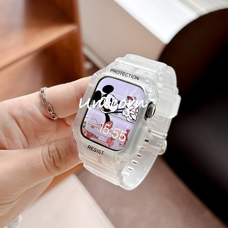 Clear Band + Case for Apple Watch Ultra 9 8 7 6 SE 5 4 3 Transparent ...