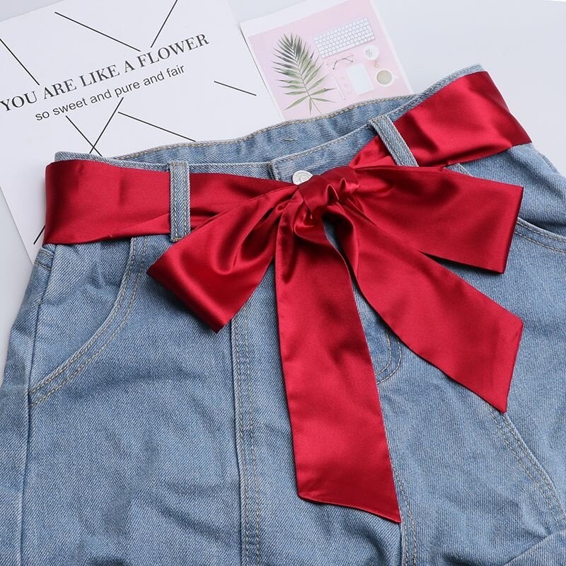 Women Silk Waistband Waist Belts Silk Scarf Neckties Ribbon Knotted ...