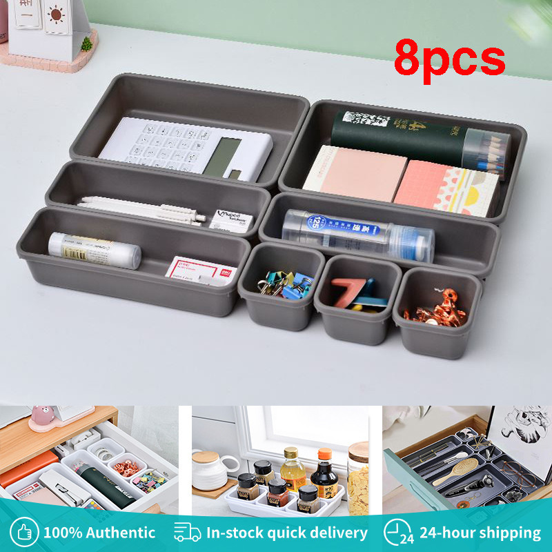 8pcs Set Organizer Box Trays Drawer Organizer Storage Box Tray Cutlery ...