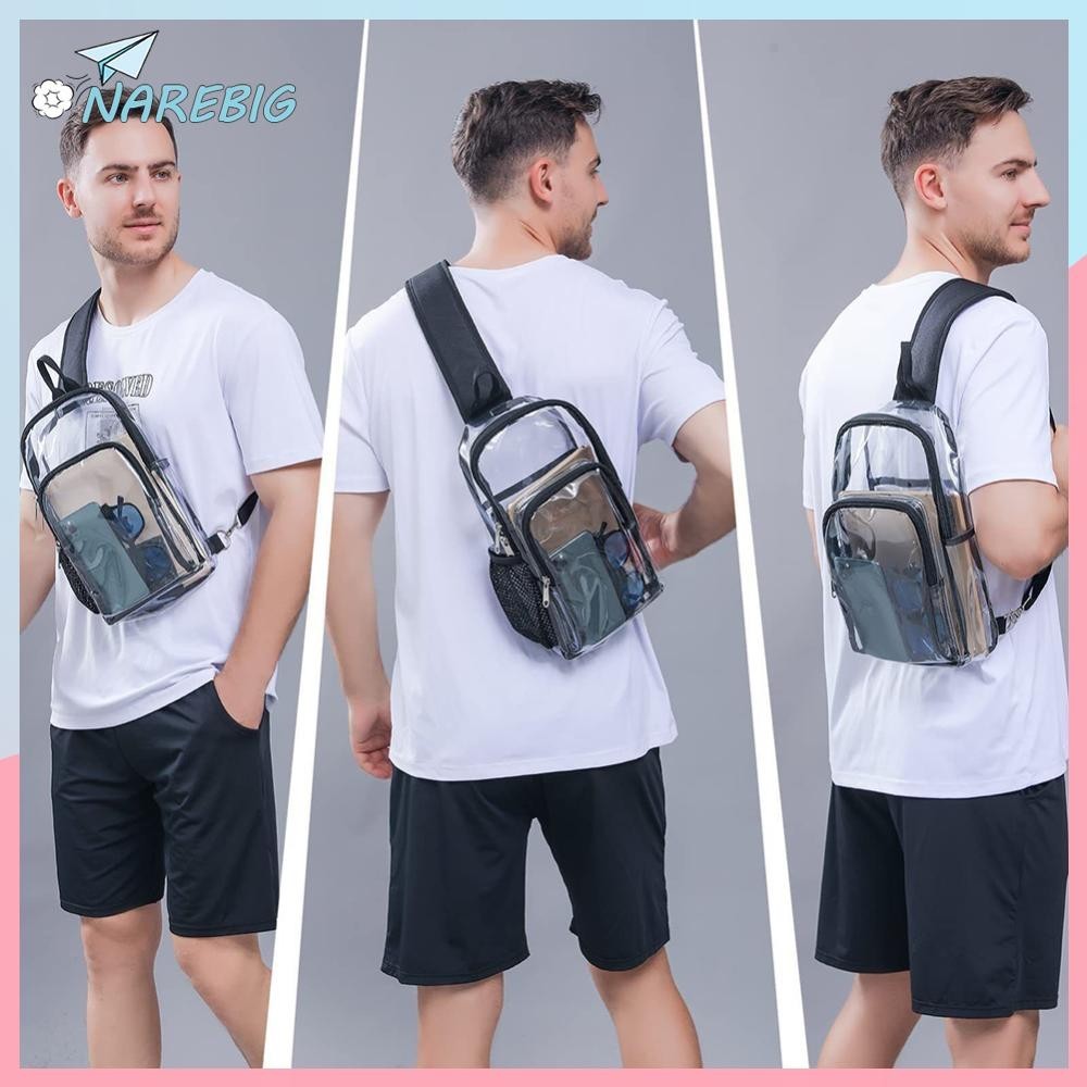 ( Narebig ) Transparent PVC Clear Chest Bag for Men Women Crossbody ...