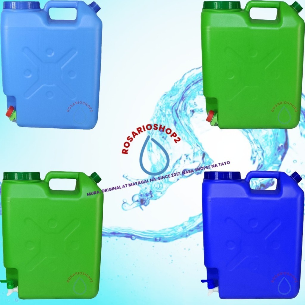 Slim Water Container Jug w/ Faucet 5 GALLON / 20 LITERS Water Dispenser ...