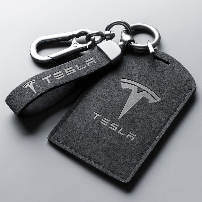 Tesla Car Key Card Case Alcantara Leather Car Key Case Tesla Model 3 ...