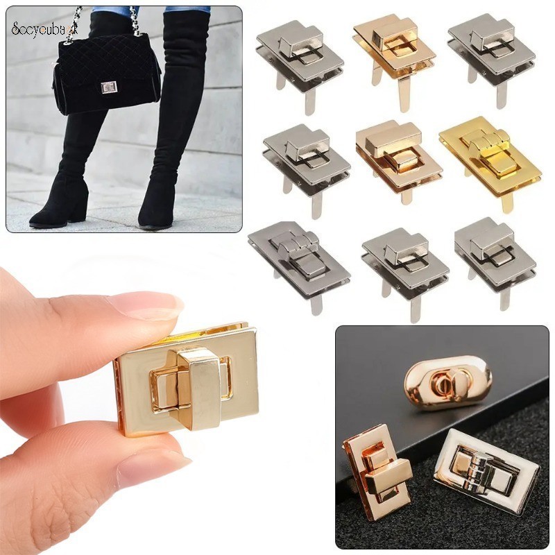 New DIY Handbag Bag Purse Turn Lock Metal Clasp Twist Locks Square ...