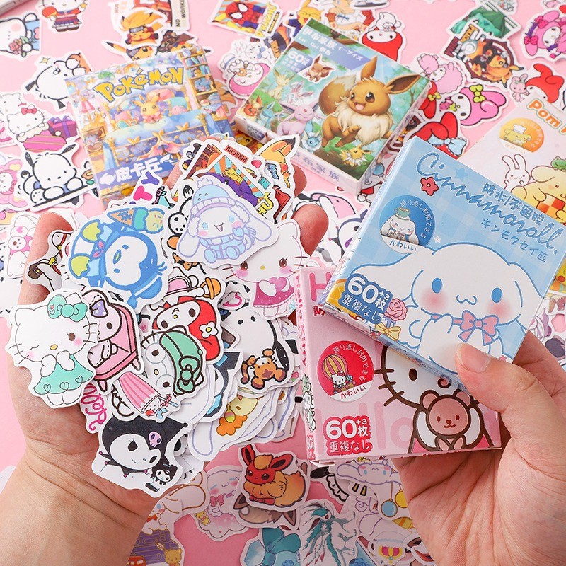Sanrio Stickers Cute Cartoon Notebook Stickers Kuromi KT Melody ...