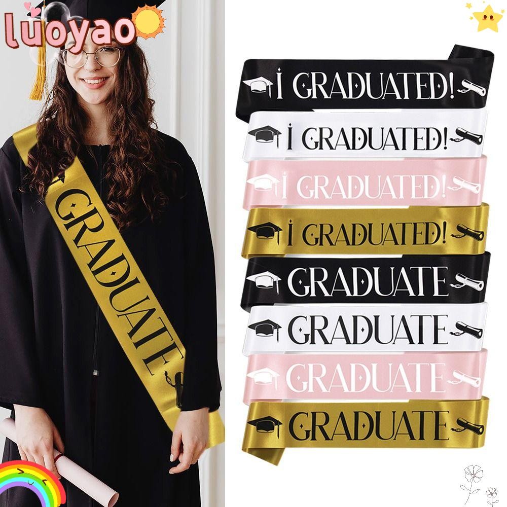 LUOYAO Graduate Shoulder Strap, Ornament Gold Glitter Letter I ...