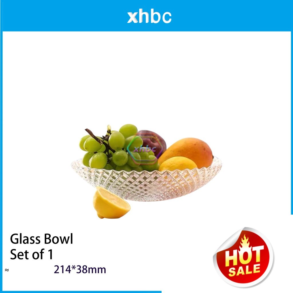 214mm Glassware Glass Plate Fruit Bowl Set 1pcs | Shopee Philippines