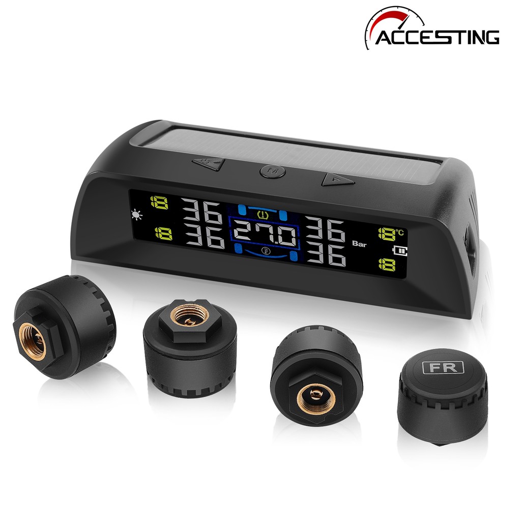 NEW TPMS Car Solar Digital LCD Display Tire Pressure Monitoring System ...