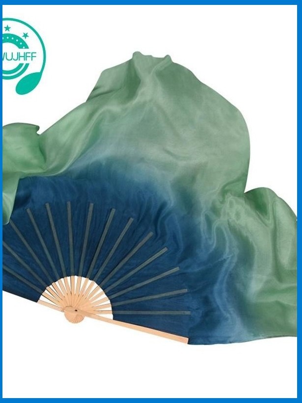 2PCS 100% Real Silk Dancer Performance Props Flowy Hand Dye Foldable ...