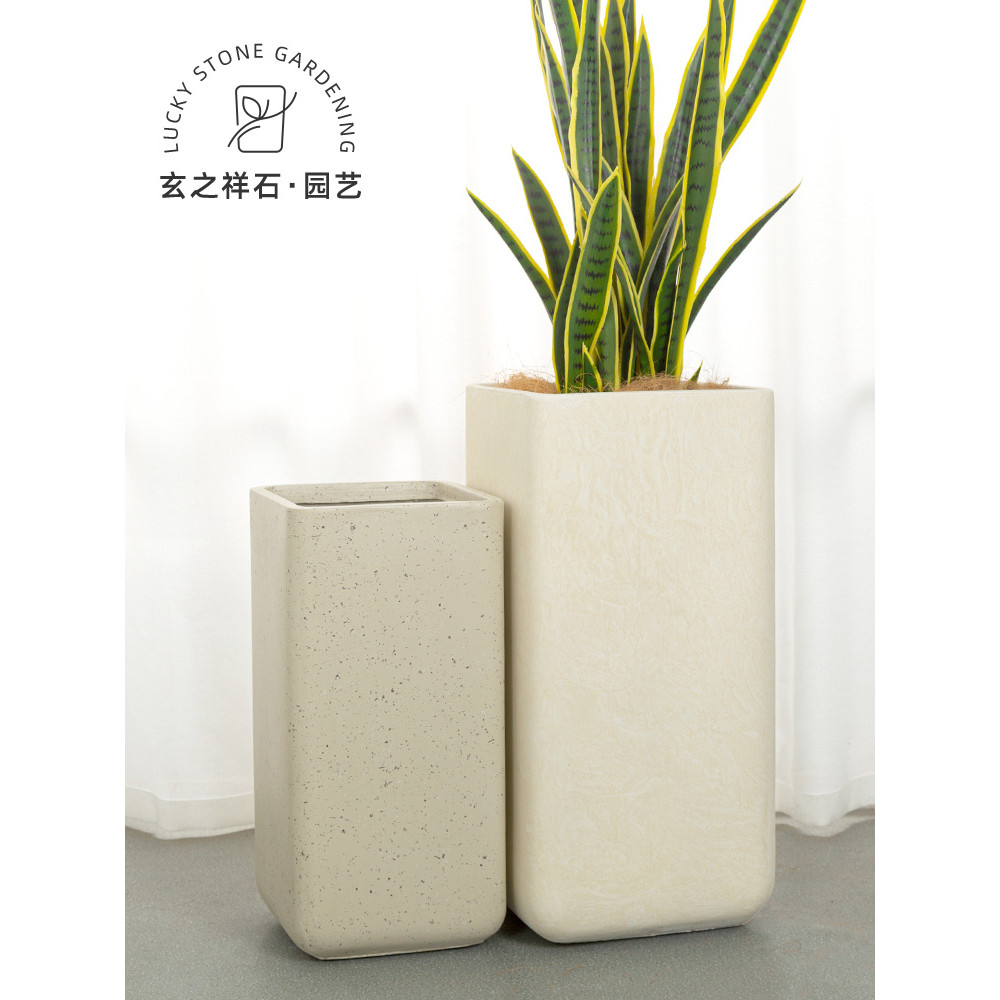 Tall Magnesium Clay Flower Pot High Tube Square Cement Pot Tiger Wind ...