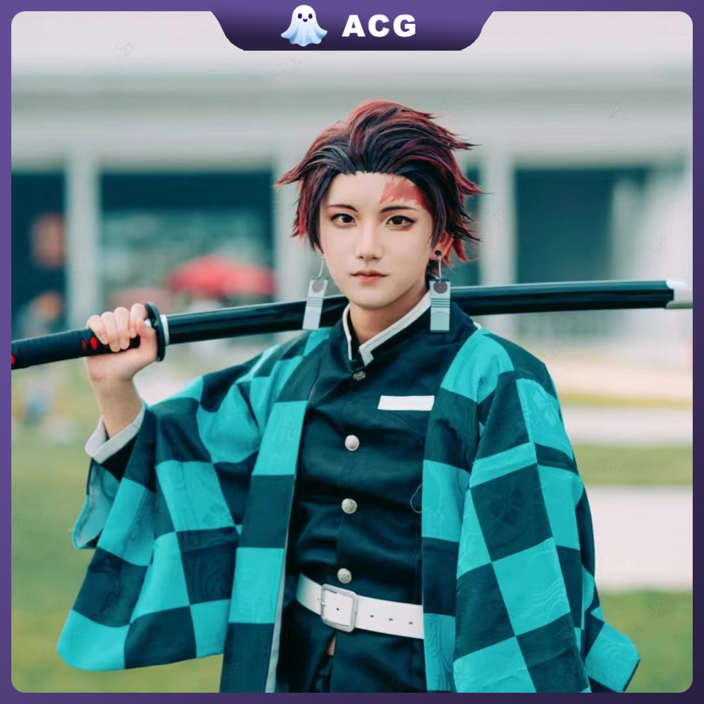 Demon Slayer Tanjiro Cosplay Costume for Men Adult Kimetsu No Yaiba ...