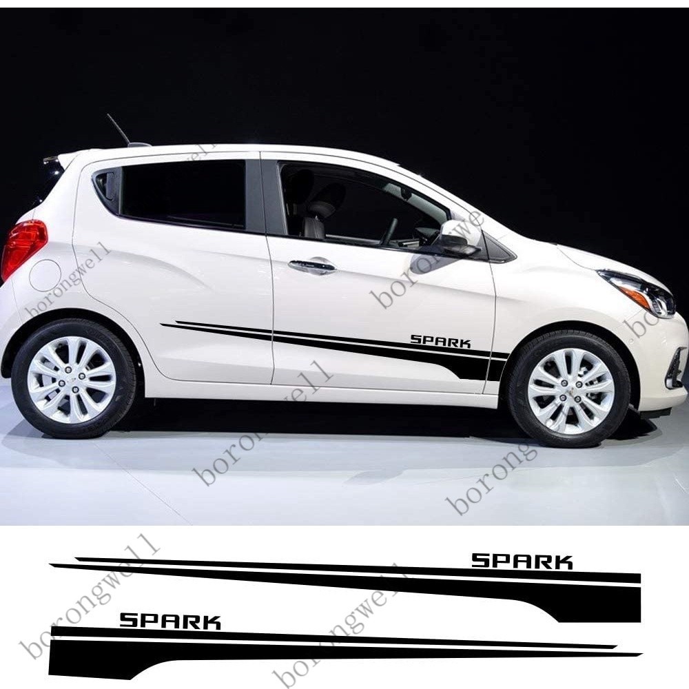 x2 Car Stickers Racing Sport Stripes Auto Door Side Skirt Decals for ...