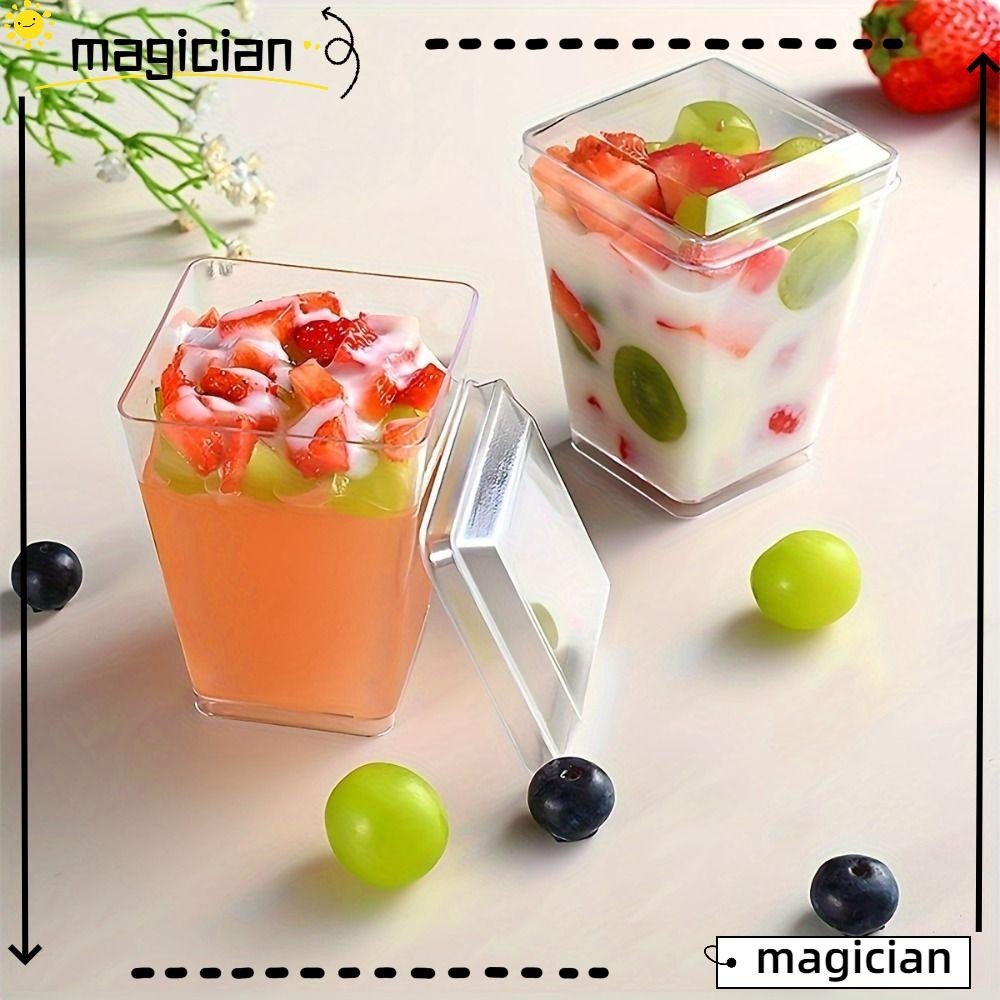 MAG 10Pcs Mousse Cup, Disposable Pudding Cup, with Cover Transparent ...