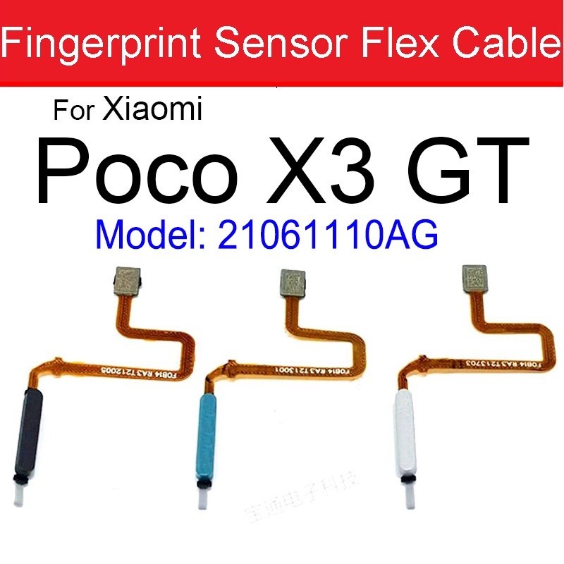 Touch Fingerprint Sensor Flex Cable For Xiaomi Poco X3 GT X3GT For Redmi 9T Home Key Ribbon ...
