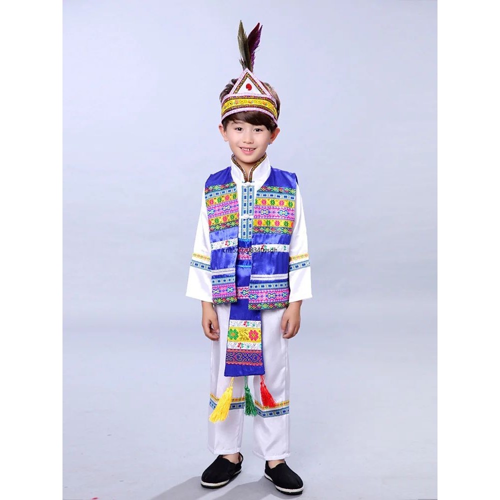 Children's Gaoshan costumes Boys and girls minority Lisu costumes ...