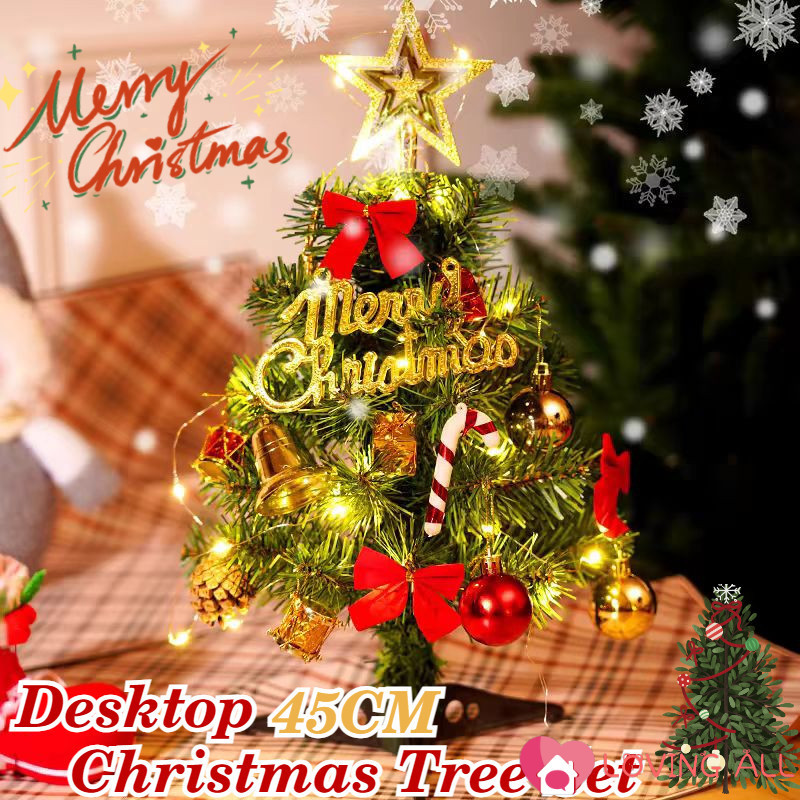 45cm Mini Christmas Tree DIY Desktop Ornaments Christmas Tree Set With ...
