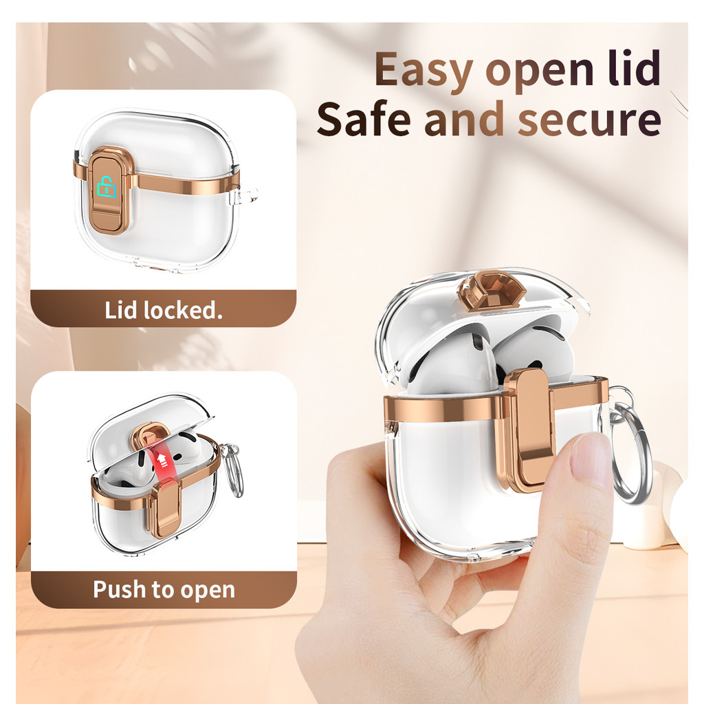Armor Shockproof Case For AirPods 4 ANC Plating Clear Earbuds Cover for ...