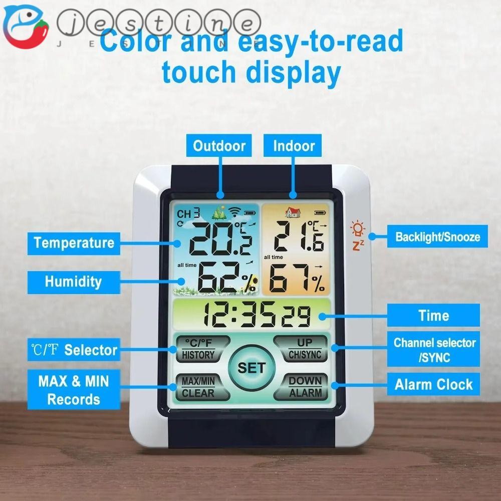 JESTINE Temperature and Humidity Meter, Wireless Barometer Digital ...