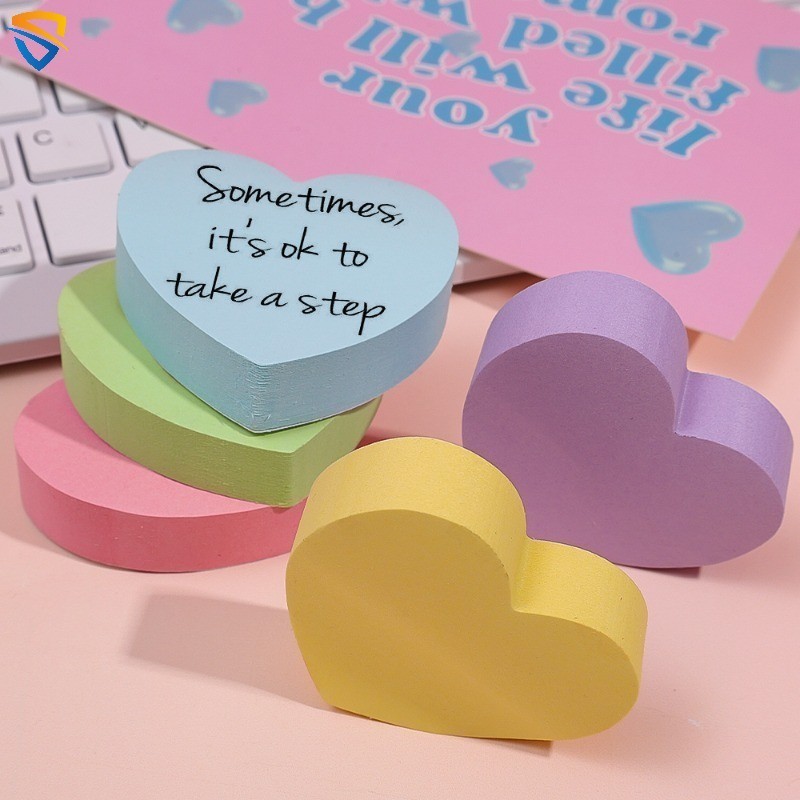 [Best Price] Colorful Creative Love Heart Shaped Sticky Notes Cute Self ...