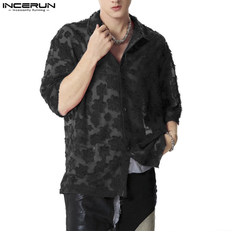 INCERUN Men Vintage Design Tassel Jacquard Loose Long Sleeve Shirts ...