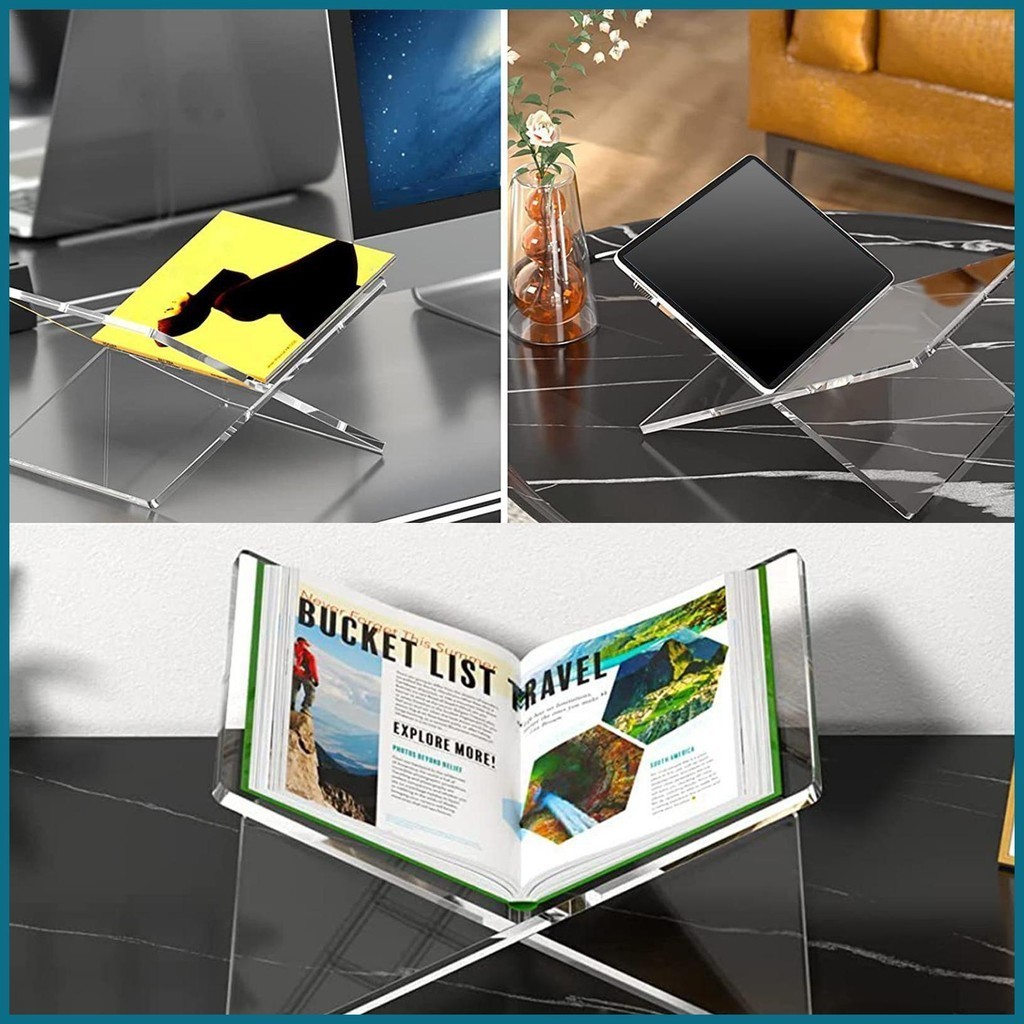 Open Book Stand Acrylic Book Holder X Shaped with Rounded Corners ...