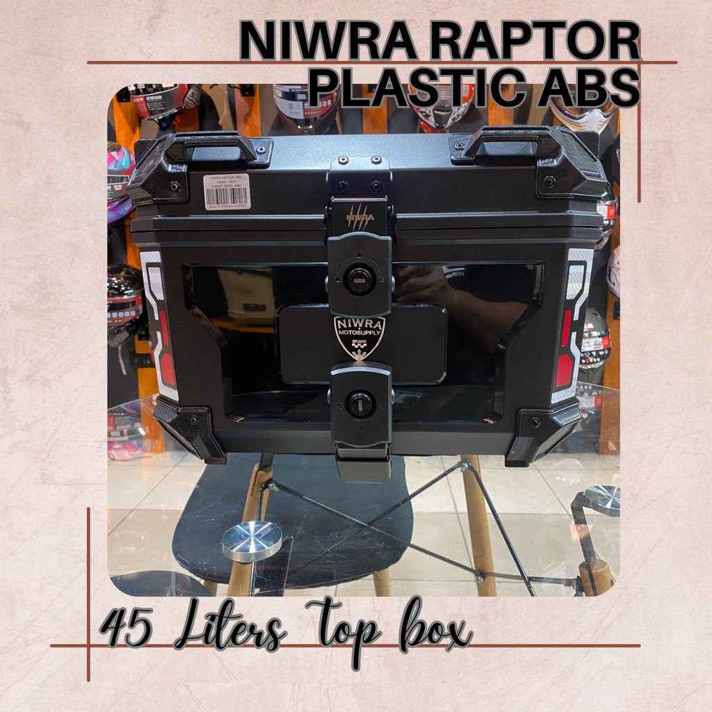 Niwra hard plastic motorcycle top box 45L black | Shopee Philippines