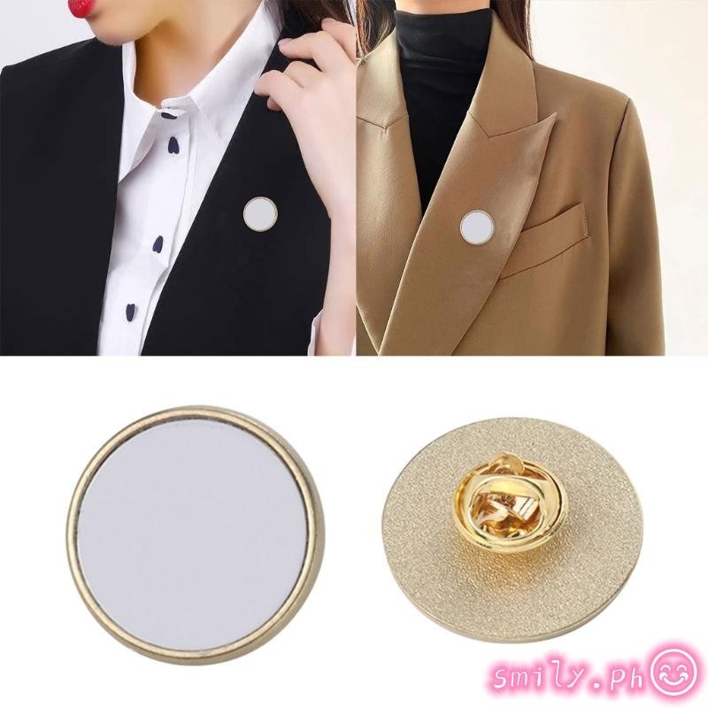 SMLILY Trend Sublimation Badge Gold Round Brooch Accessories Pin Denim ...