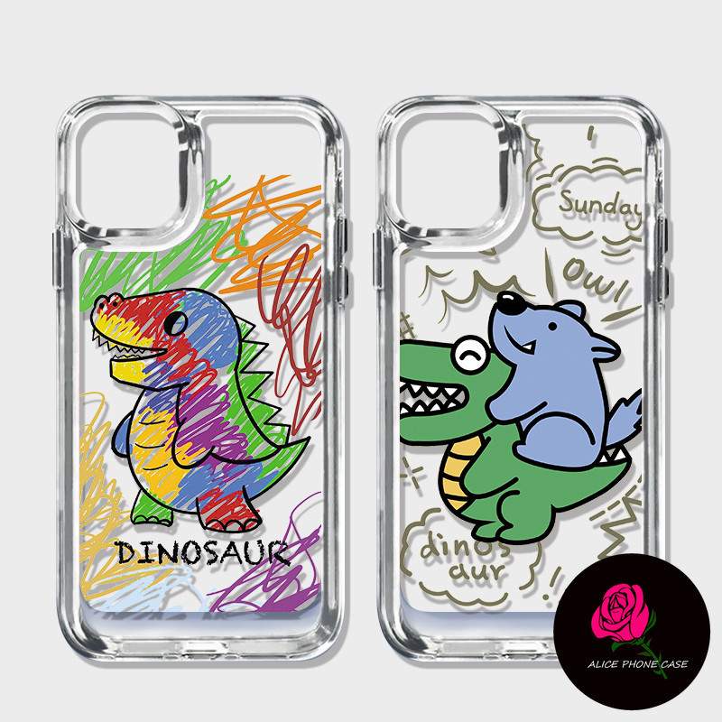 Cute Doodle dinosaur case angkop Vivo Y30i Y50 Y15a Y01 Y20s Y15s Y30 ...