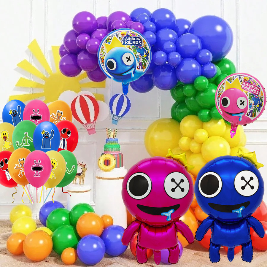 Rainbow Friends Theme Balloons Blue Rose Friends Foil Balloons Party ...