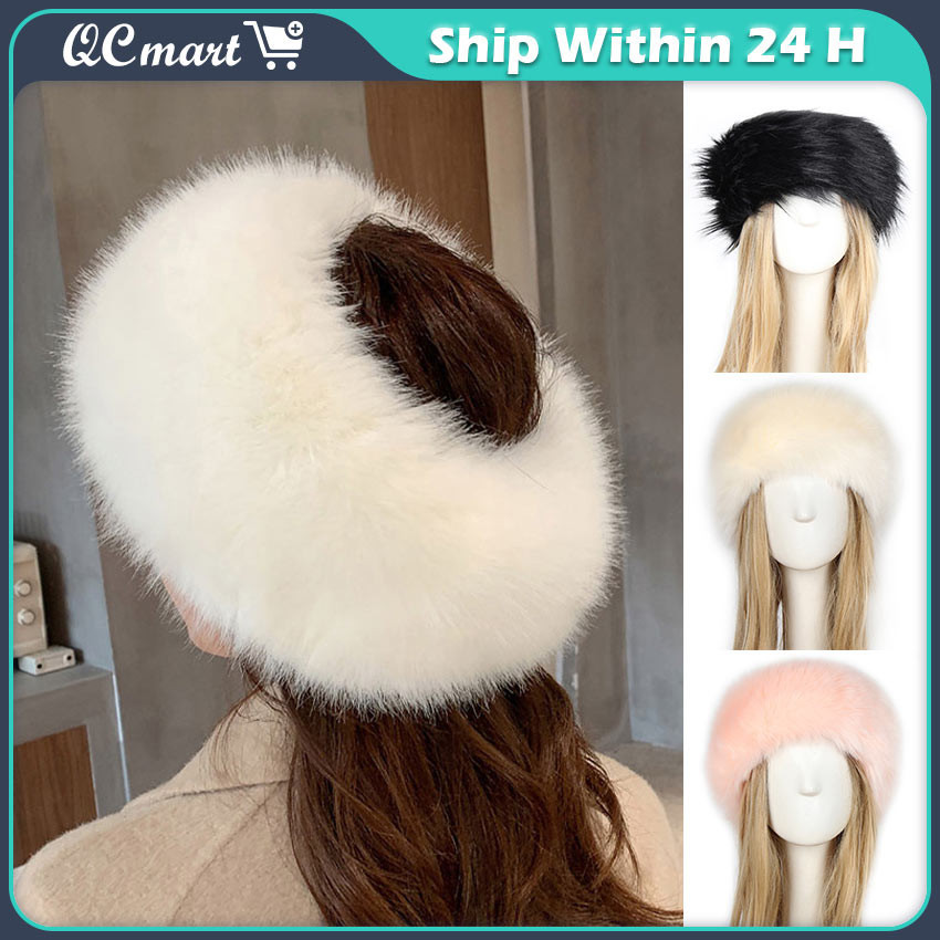 【Fast Shipment】 New Winter Headbands Hat for Women Faux Fox Fur Hat ...