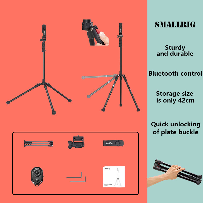SmallRig 4452 Aluminum Tripod Portable Foldable Live Streaming Stand ...