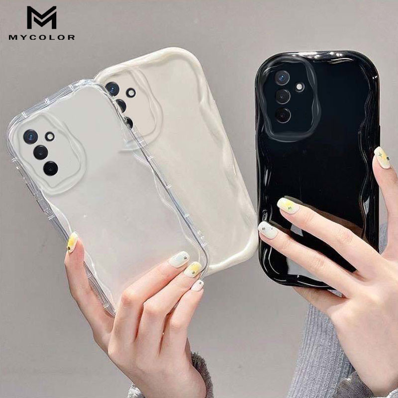 Wave Pattern Solid Color Cream Phone Case For Samsung ss Galaxy A16 A06 A55 A54 A35 A34 A25 A24 ...