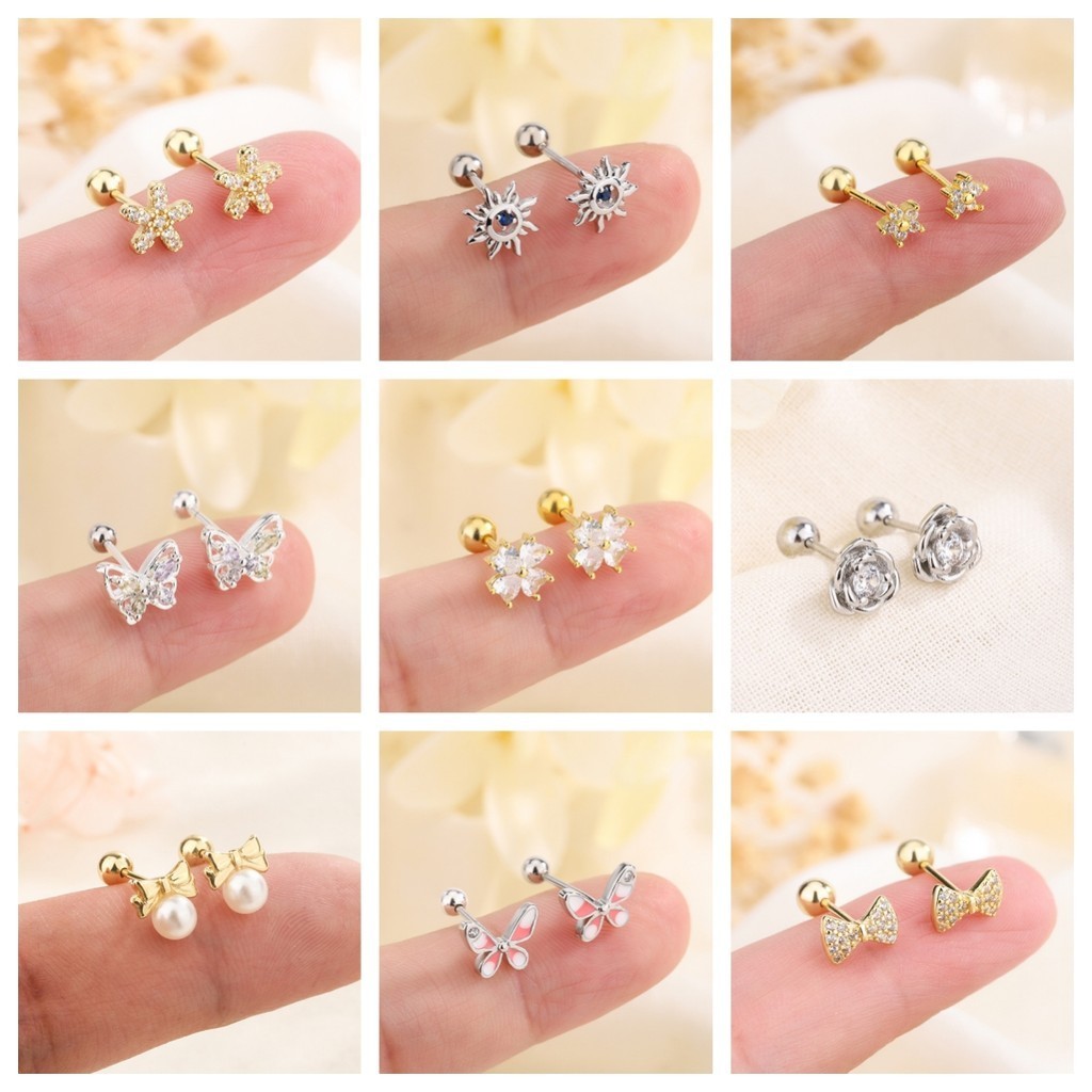 Korean 925 Silver Needles Minimal Earrings For Women Small Huggie Thin ...