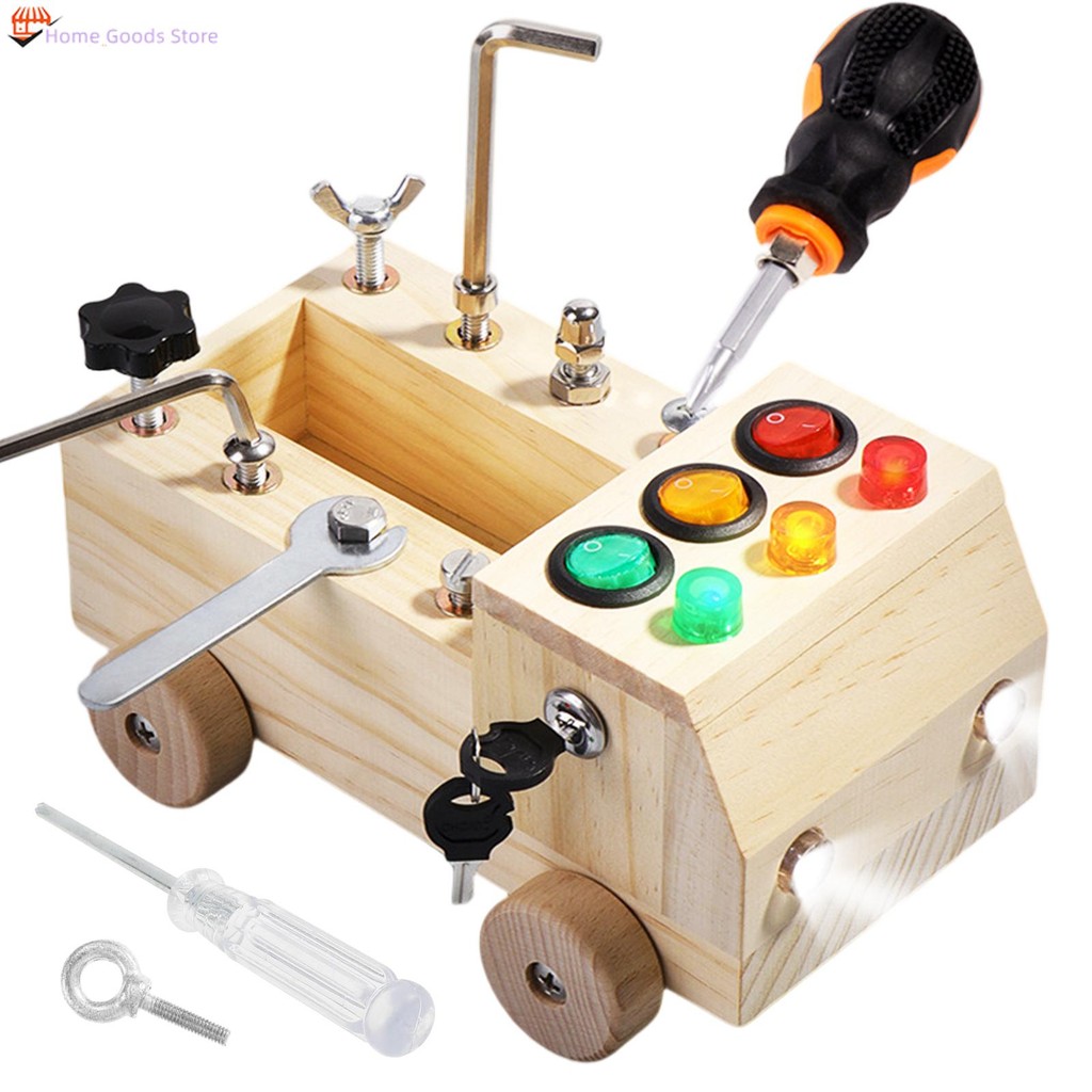 Montessori Busy Board LED Light Switch Busy Board Wooden Sensory Toys ...